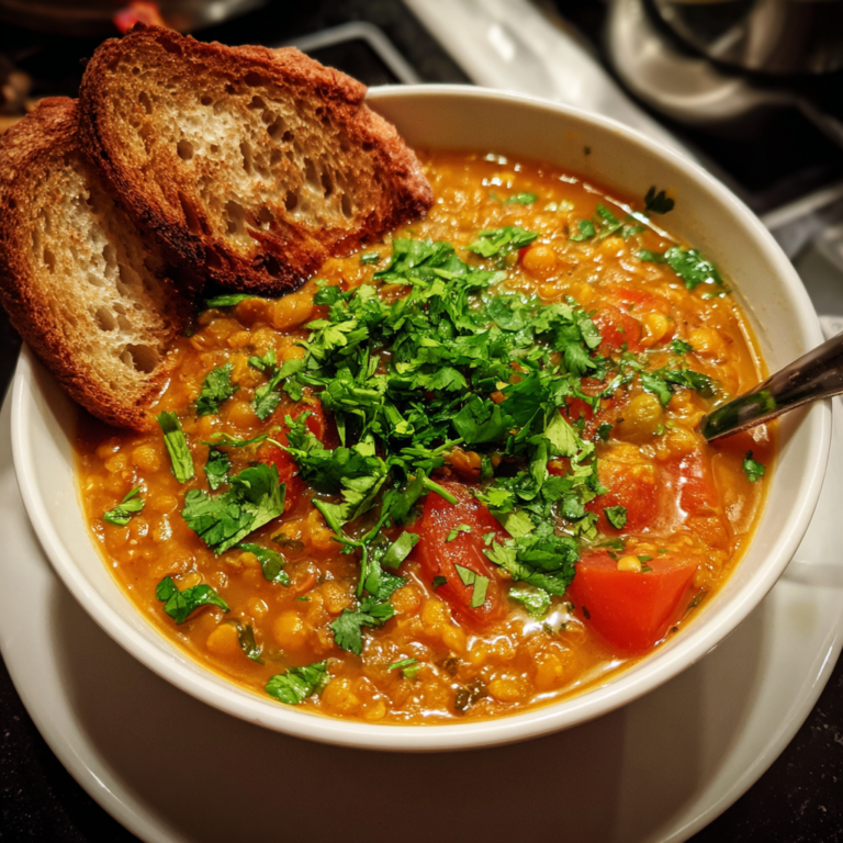 Curried Lentil, Tomato & Coconut Soup