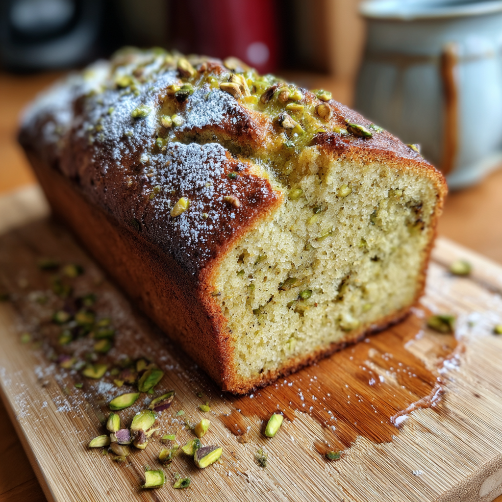 Pistachio Pudding Bread Recipe with Moist Crumb